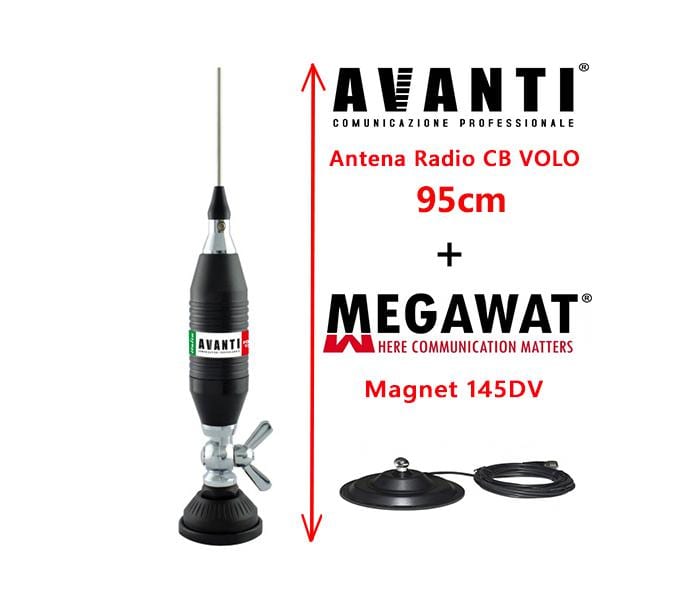 Antena Radio CB AVANTI Volo 95cm cu Magnet Megawat 145DV prindere ...